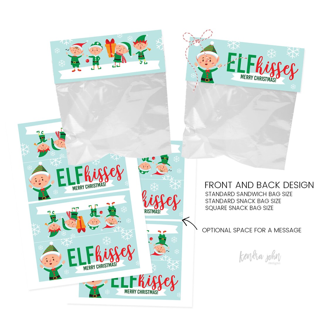Elf Kisses Christmas Elf Elf Treat Bag Elf Treats Elf - Etsy