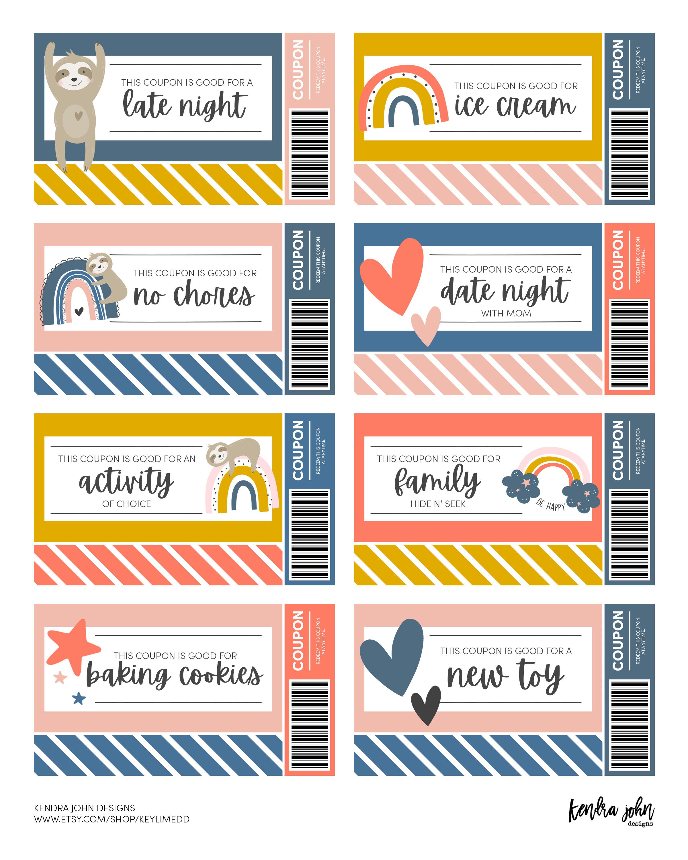 BUNDLE | Kids Reward Coupons | Printable Love Coupons | Coupons for ...