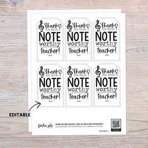 Music Teacher Gift Tag, Teacher Appreciation Printable, Piano Teacher ...