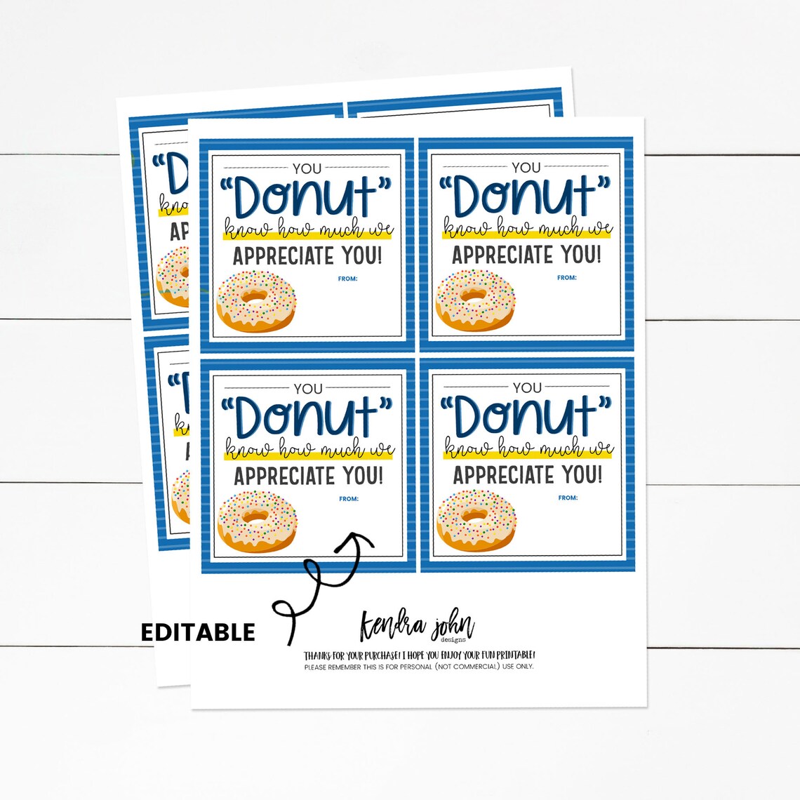 Donut Tag Donut Appreciation Teacher Appreciation Printable - Etsy