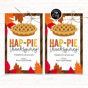 Pie Gift Tag, Thanksgiving Pie Label, Hap-pie Thanksgiving Tag ...