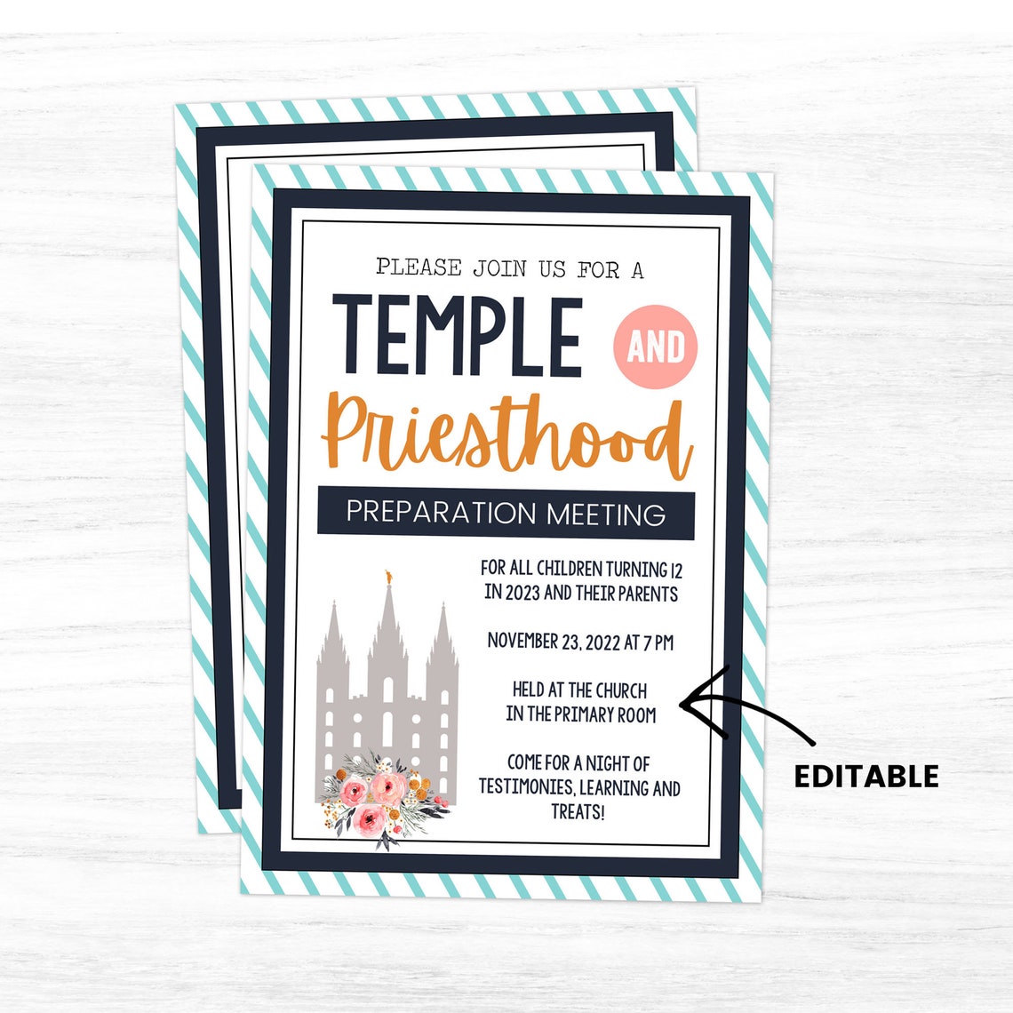Editable Temple and Priesthood Preview Invitation Temple and - Etsy
