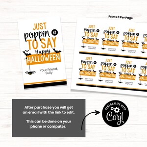Pop It Halloween Tag, Class Halloween Gift, Just Poppin By, Non Candy ...