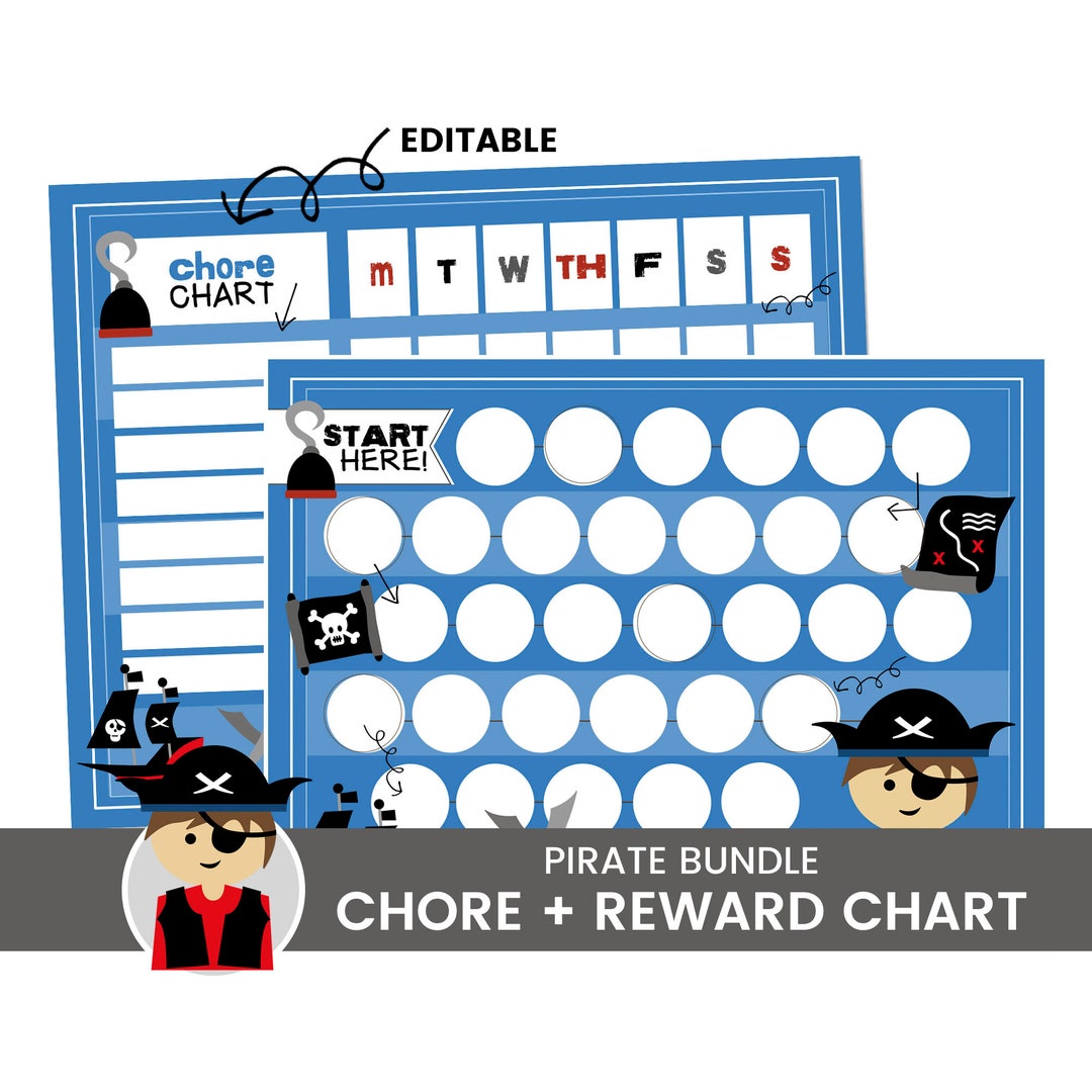 Pirate Reward Chart, Chore Chart, Kids Reward Chart, Daily Job Chart - Etsy