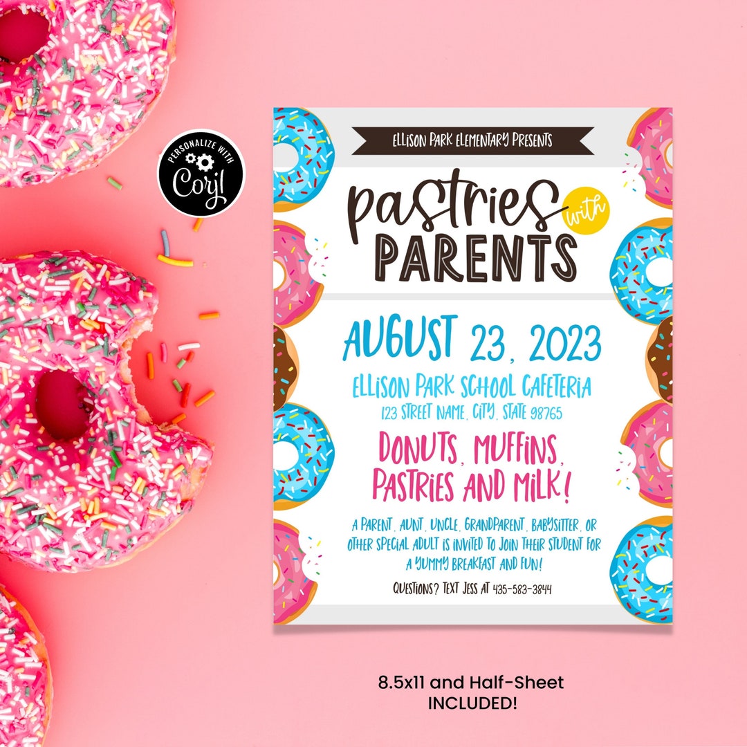 Pastries With Parents Flyer Donuts With Dads School PTA - Etsy