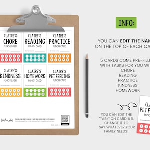 Kids Punch Cards, Punch Card Template, Chore Punch Card, Reward Chart ...