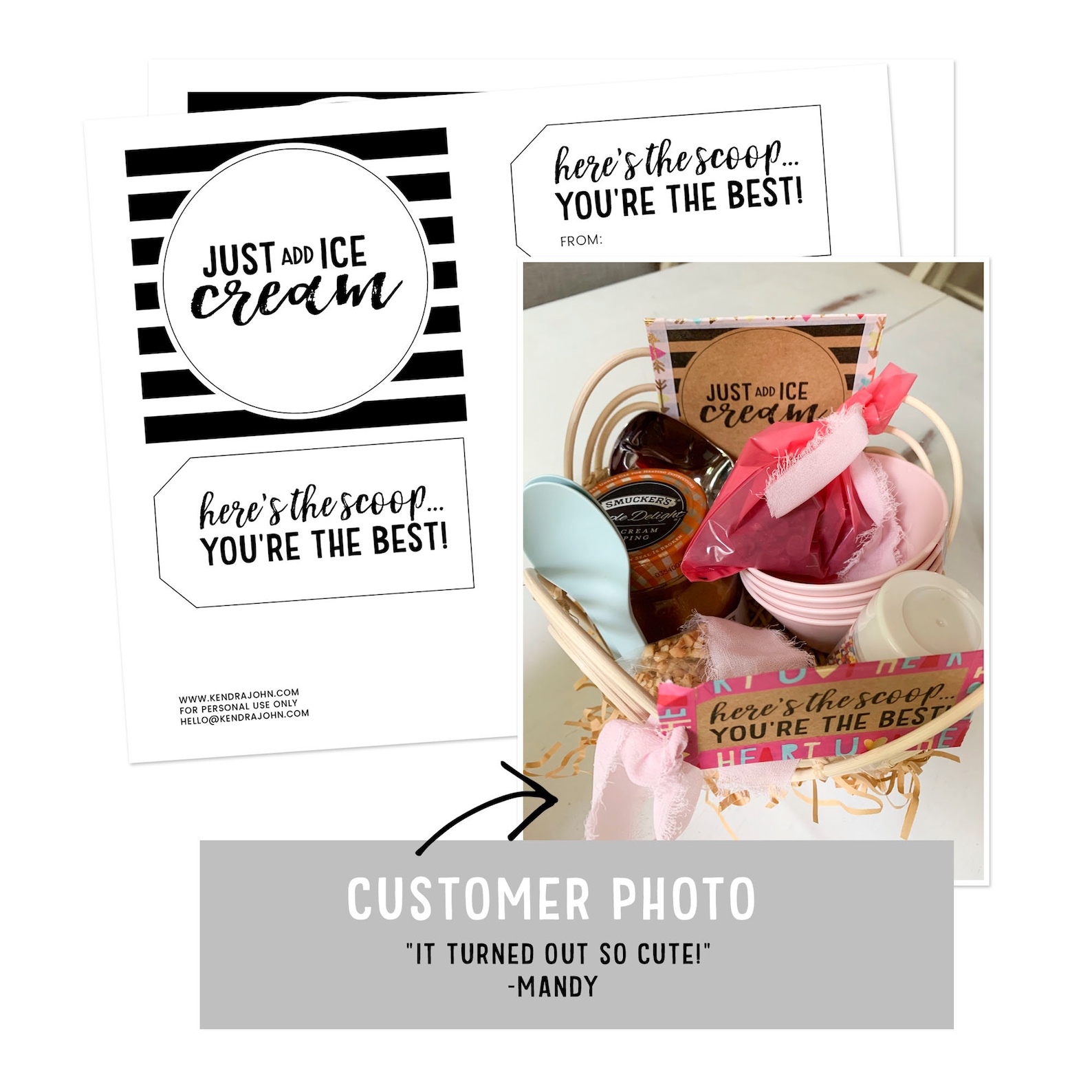 Neighbor Christmas Gift Just Add Ice Cream Printable - Etsy