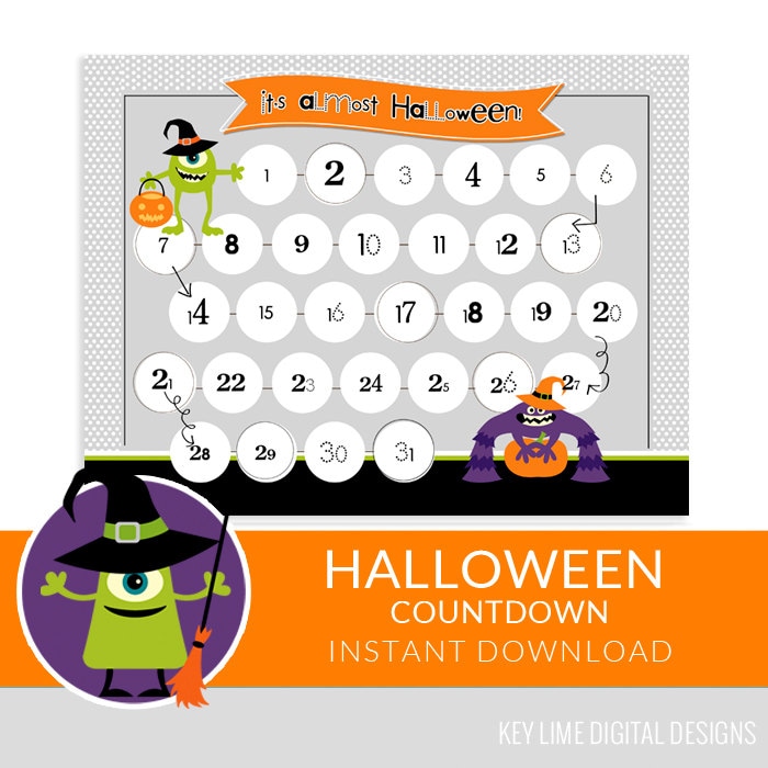Halloween Countdown Printable, October Reward Chart, Kids Halloween ...