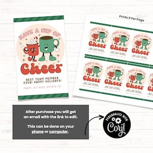 Have A Cup of Cheer Tag, Hot Chocolate Printable, Christmas Coffee Tag ...