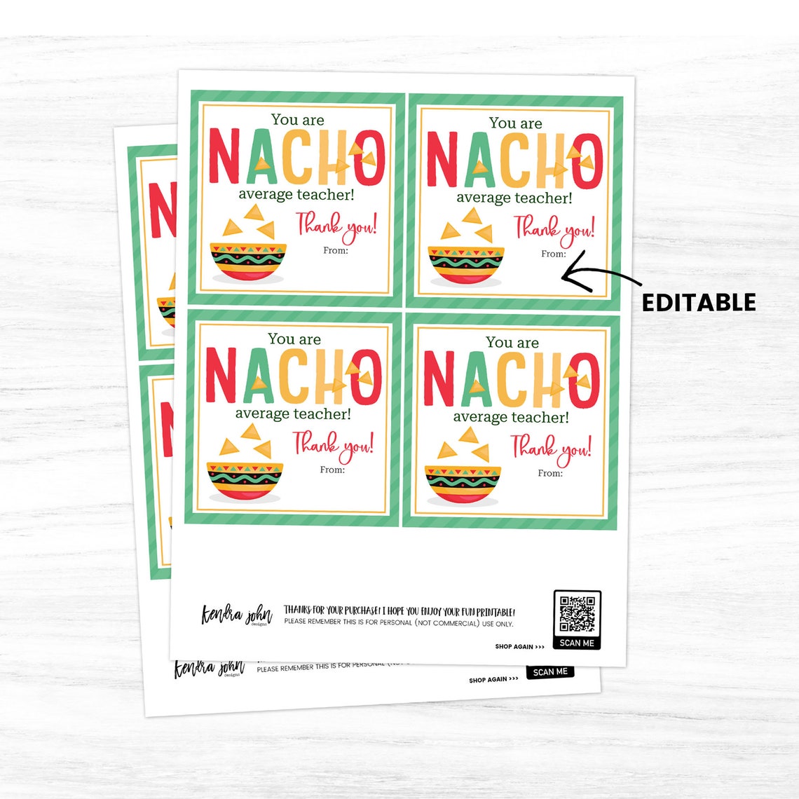 Nacho Average Teacher Tag Teacher Gift Tag Teacher - Etsy