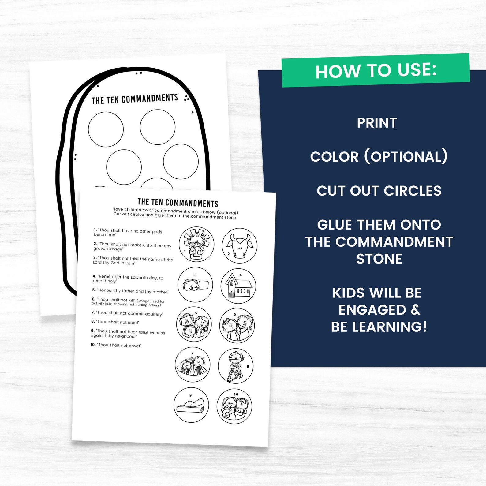 Ten Commandments Activity Bible Game for Kids Kid Bible - Etsy