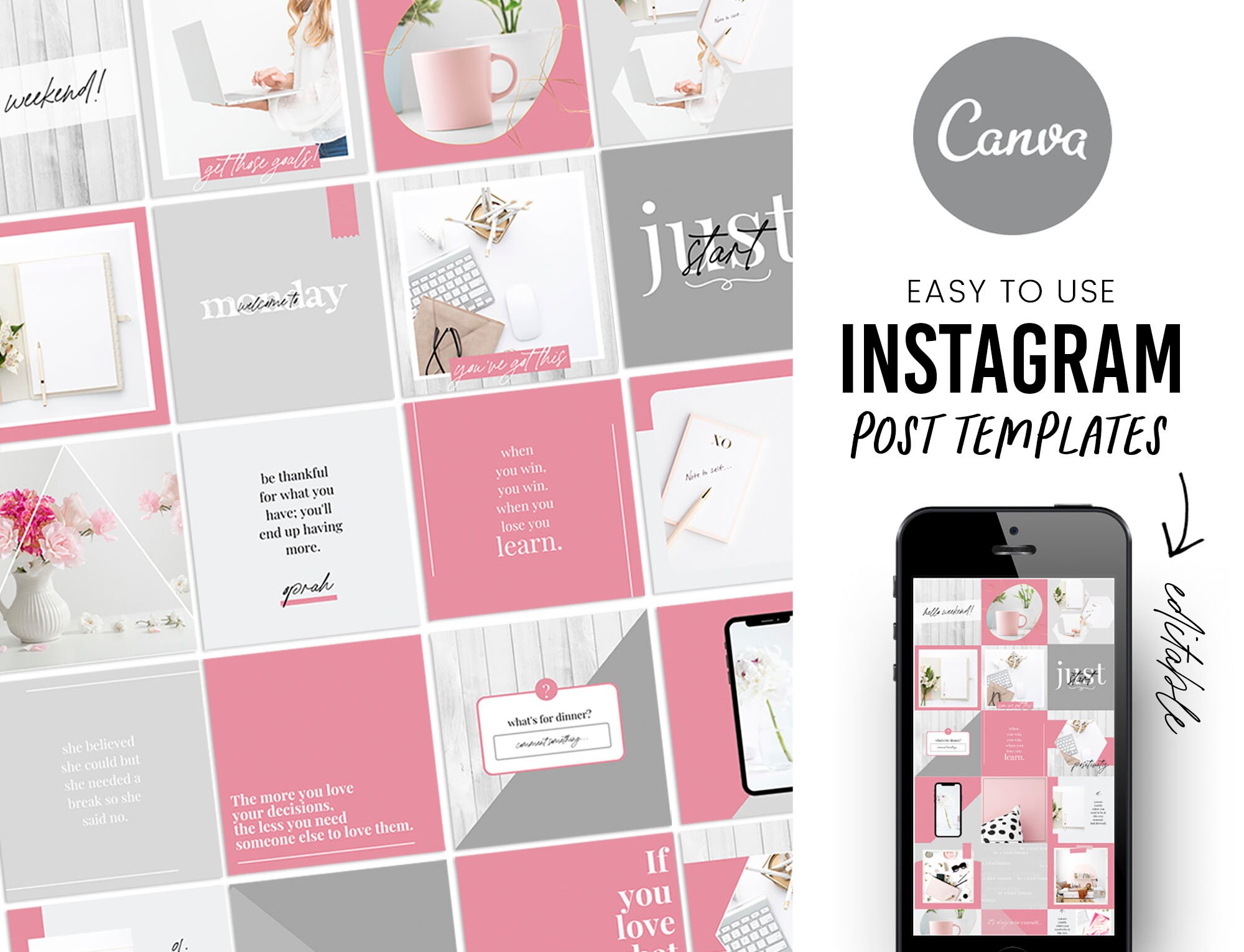 Instagram Post Templates Canva Template for Instagram IG | Etsy