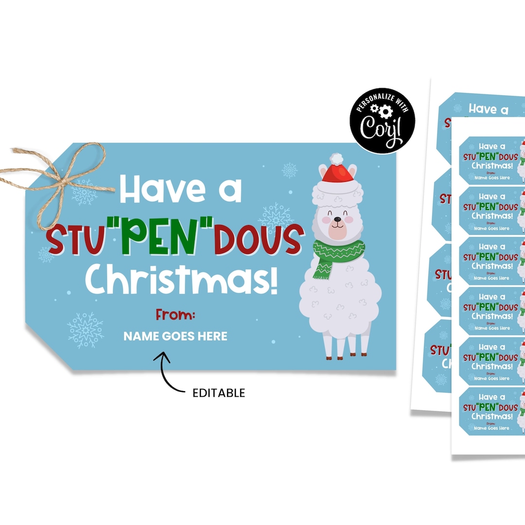 Stupendous Christmas Tag, Pen Gift Tag, Christmas Teacher Gift Tag ...