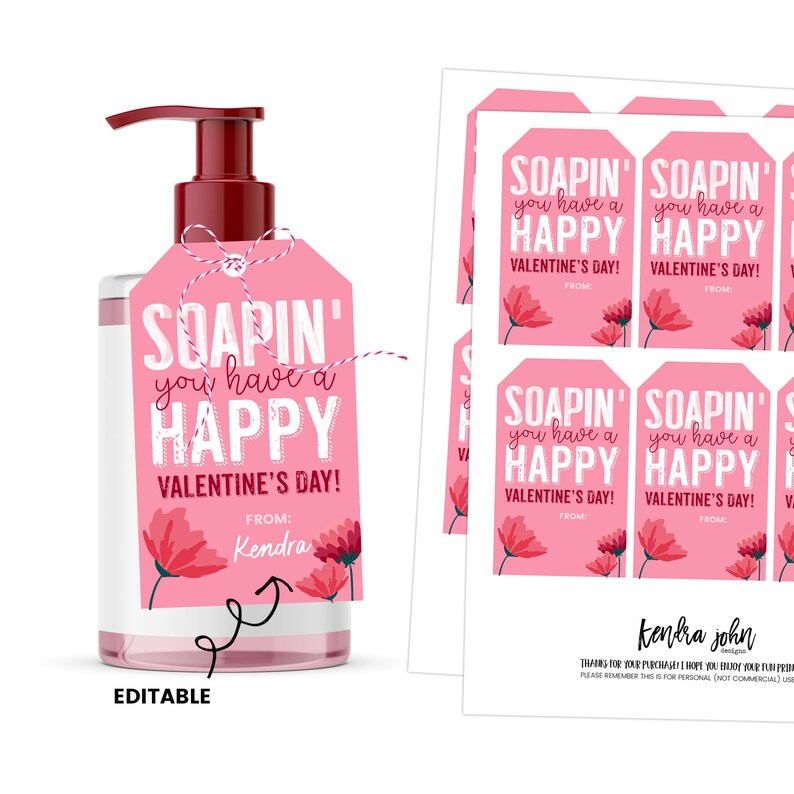Hand Soap Gift Tag Valentines Soap Tag Teacher Valentine - Etsy