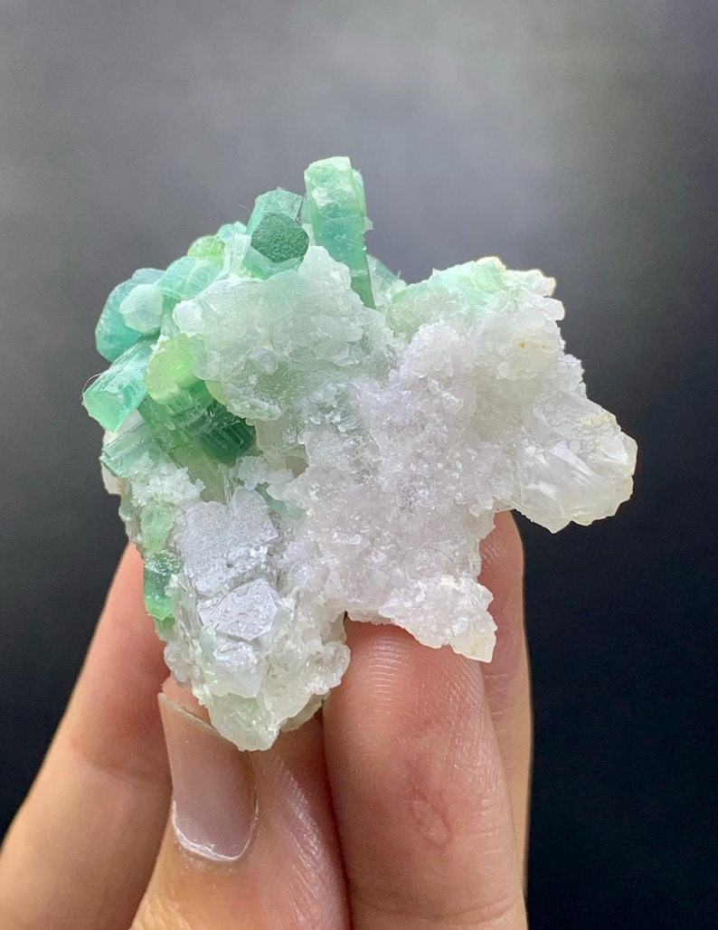 Natural Green Colour Tourmaline Crystals Bunch With Quartz Combined ...