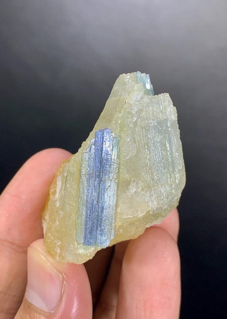 Natural Blue Colour Fluorescent Kyanite Crystal With Quartz Specimen ...