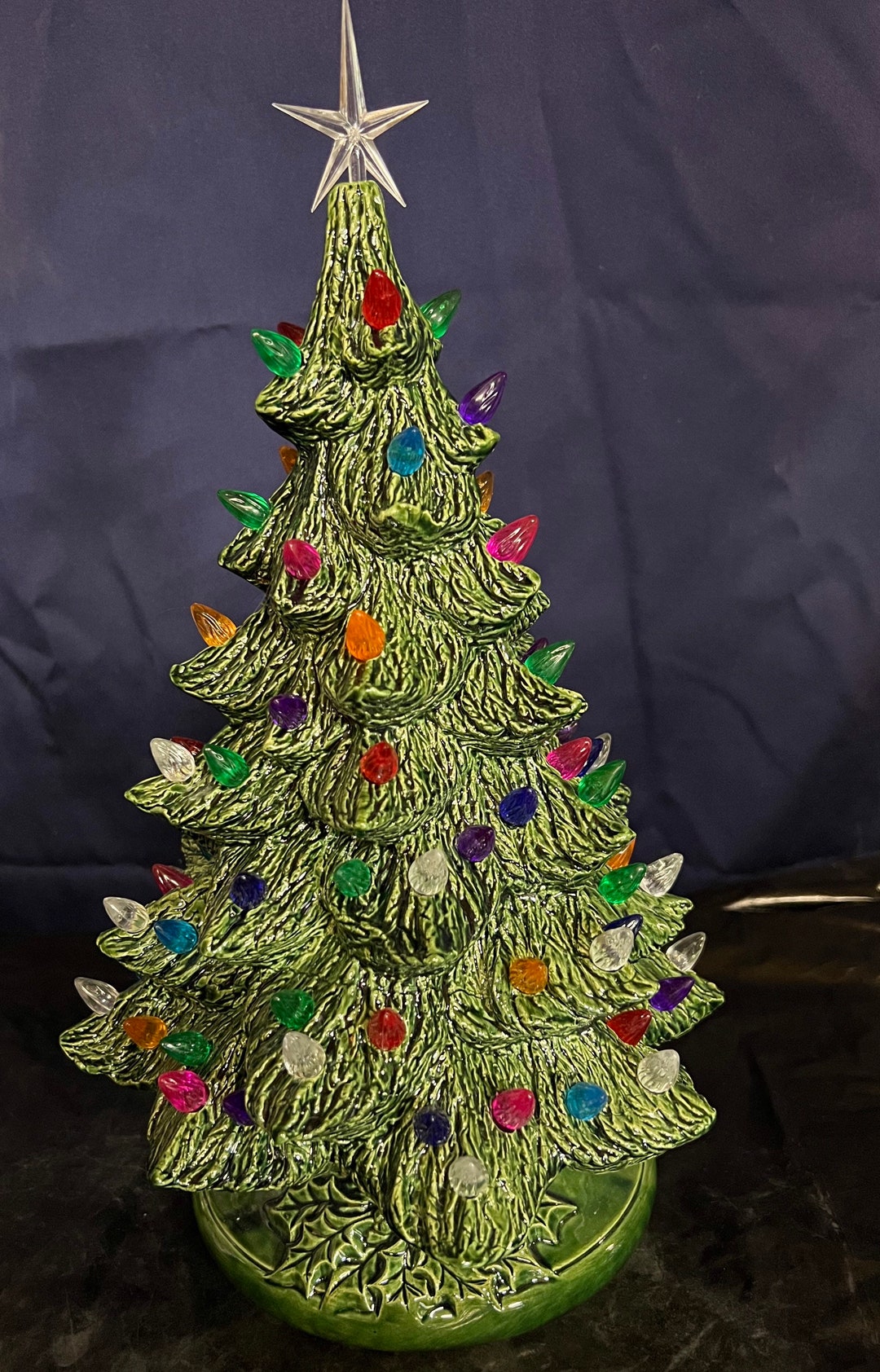13” Tall Christmas Tree With Multi Colored Bulbs, Star and Electric ...