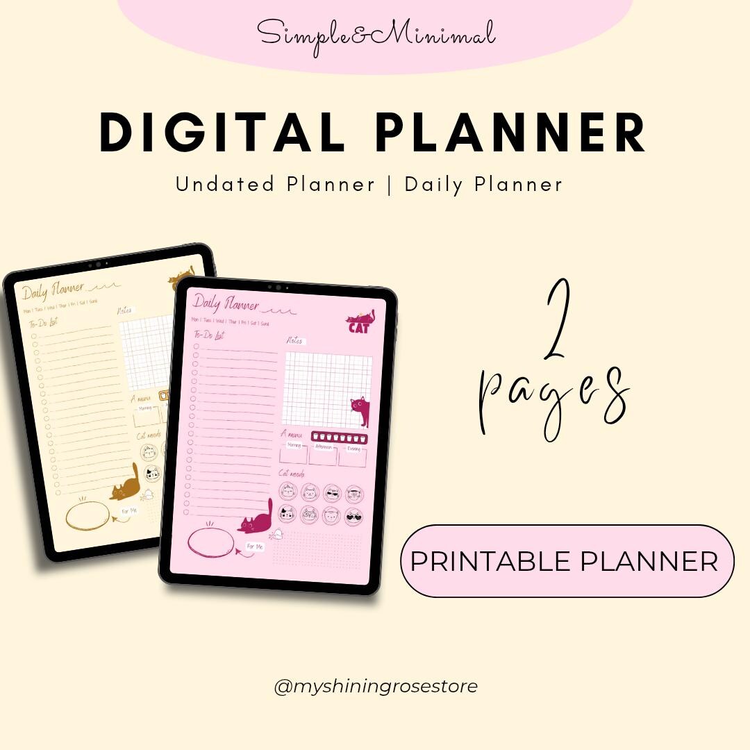 Cute Cat Daily Planner | Printable PDF | Kawaii Cat-themed To-do List ...
