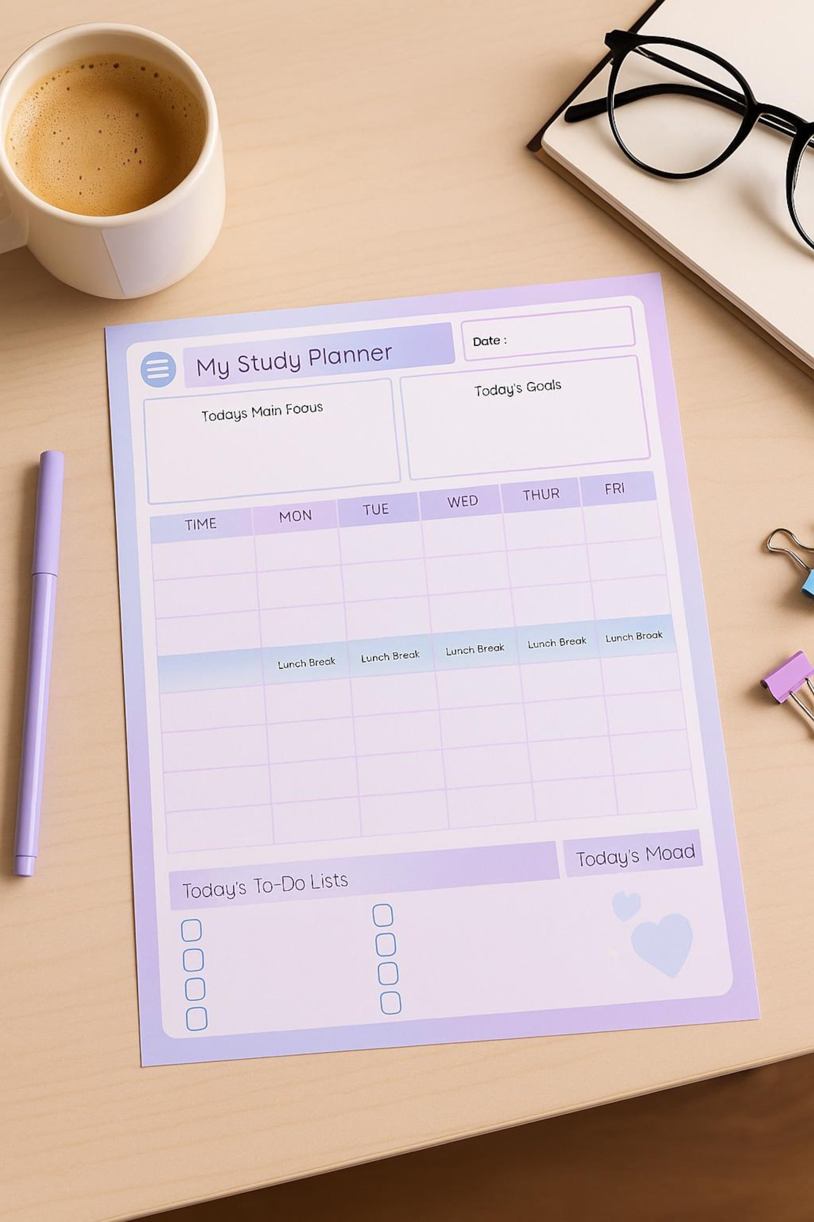 Pastel Gradient Study Planner | Printable Student Daily Schedule and To ...
