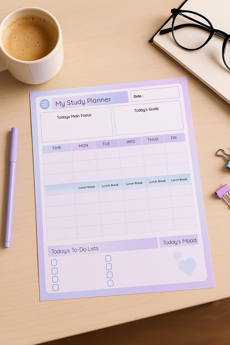 Pastel Gradient Study Planner | Printable Student Daily Schedule and To ...