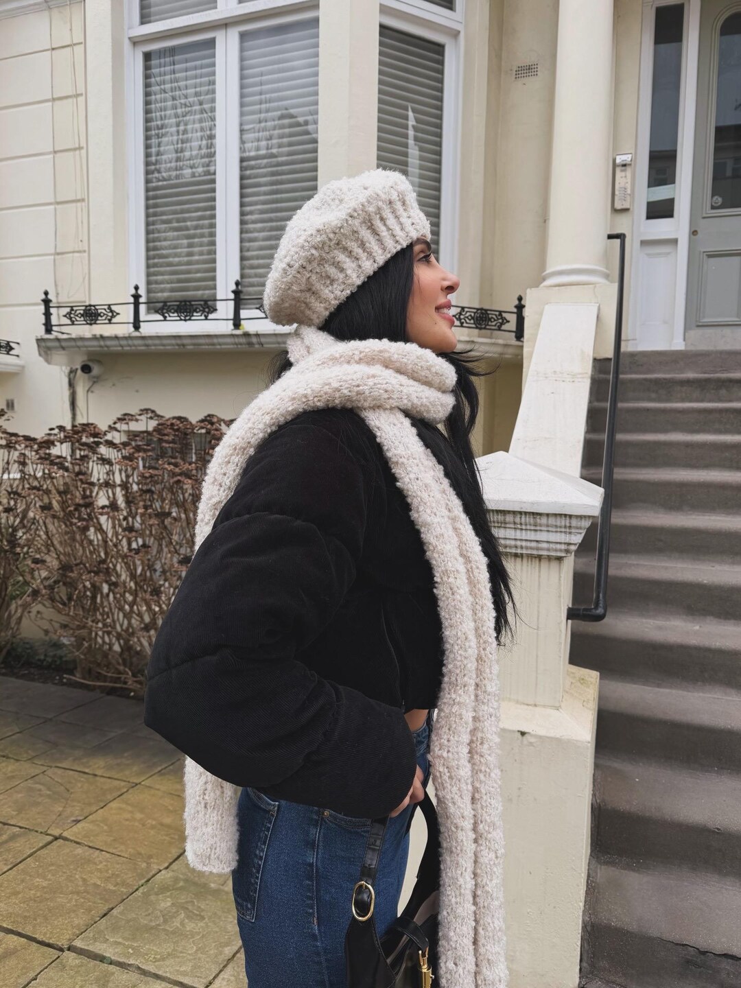 Curly Alpaca Ivory Scarf and Beanie Set - Etsy