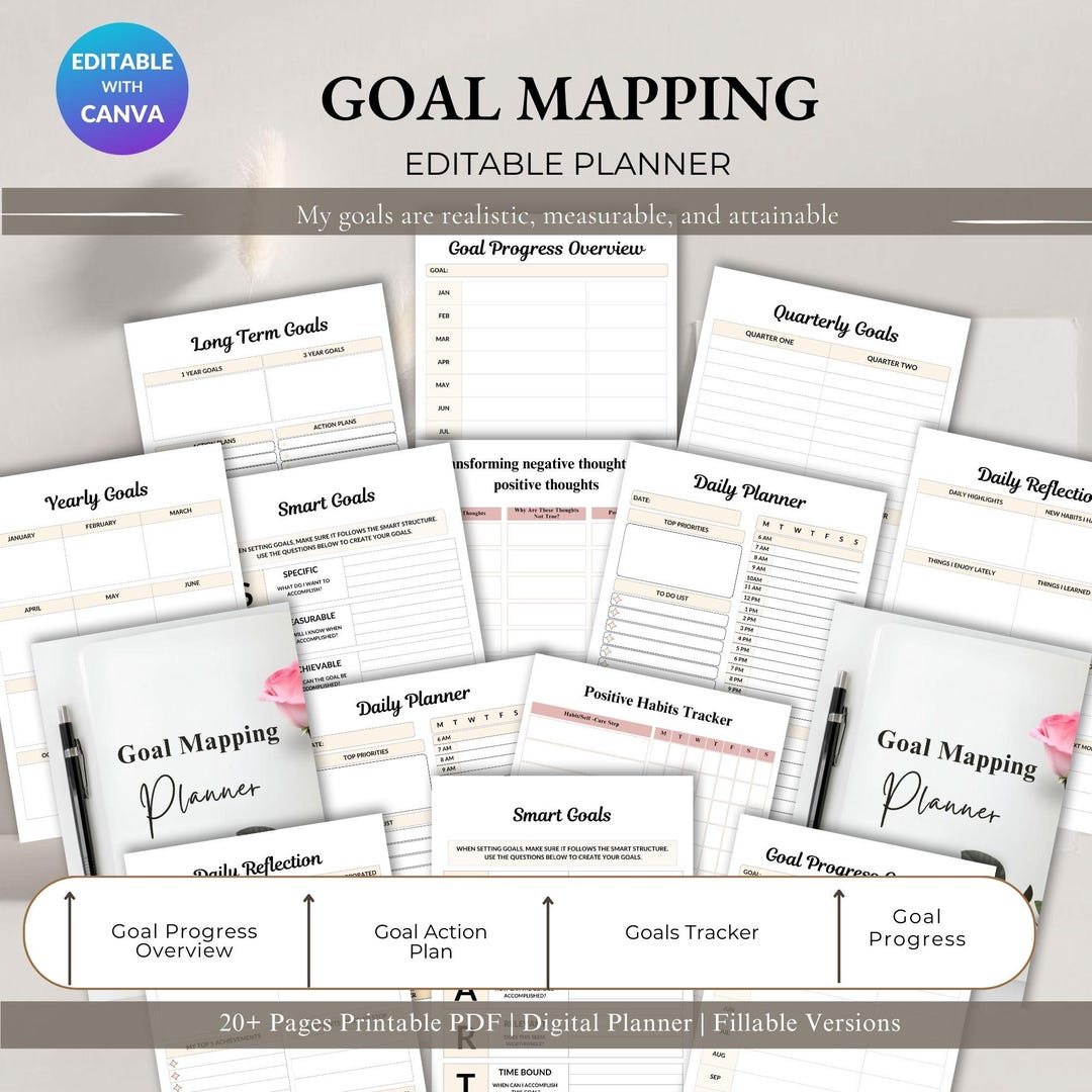 Goal Mapping Planner – Printable Goal Setting & Action Workbook for ...