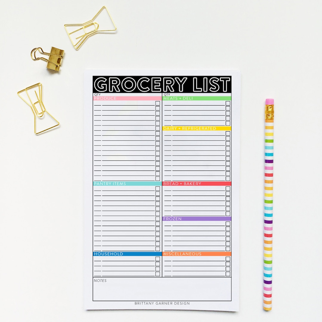 Printable Grocery Shopping List, Weekly Meal Planner, Personalized ...