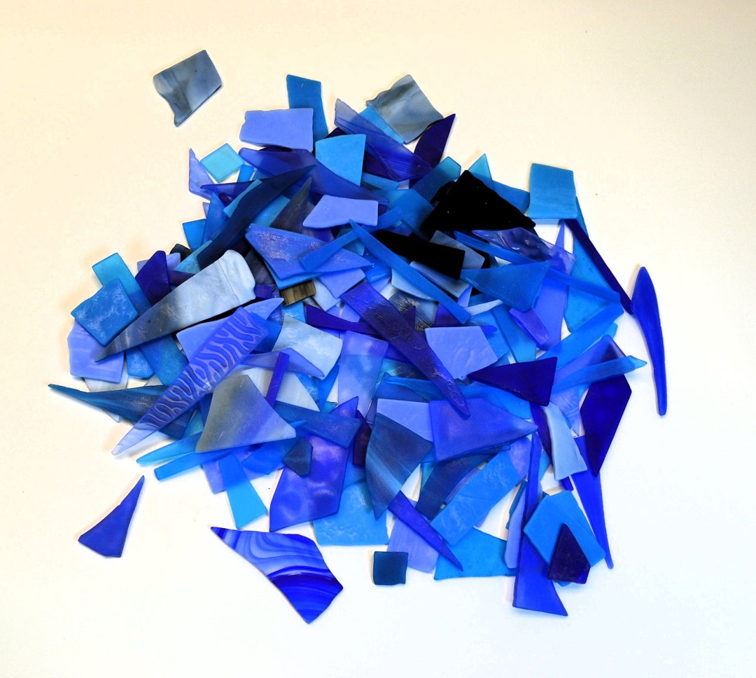 Shades of Blue Mosaic Glass - Tumbled Shapes - Craft - Sea Glass Finish ...