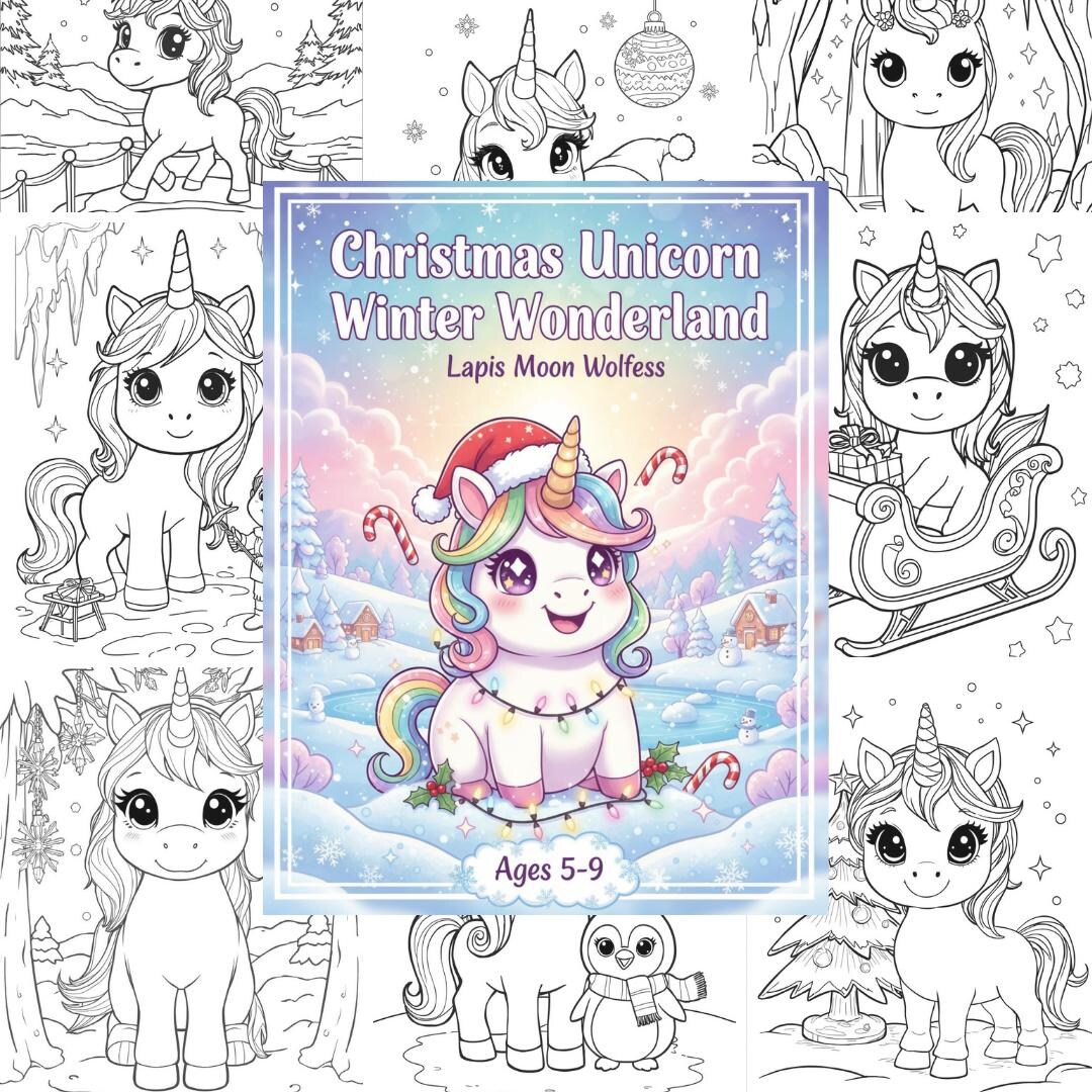 Christmas Unicorn Coloring Book for Kids Ages 5–9 Magical Winter ...