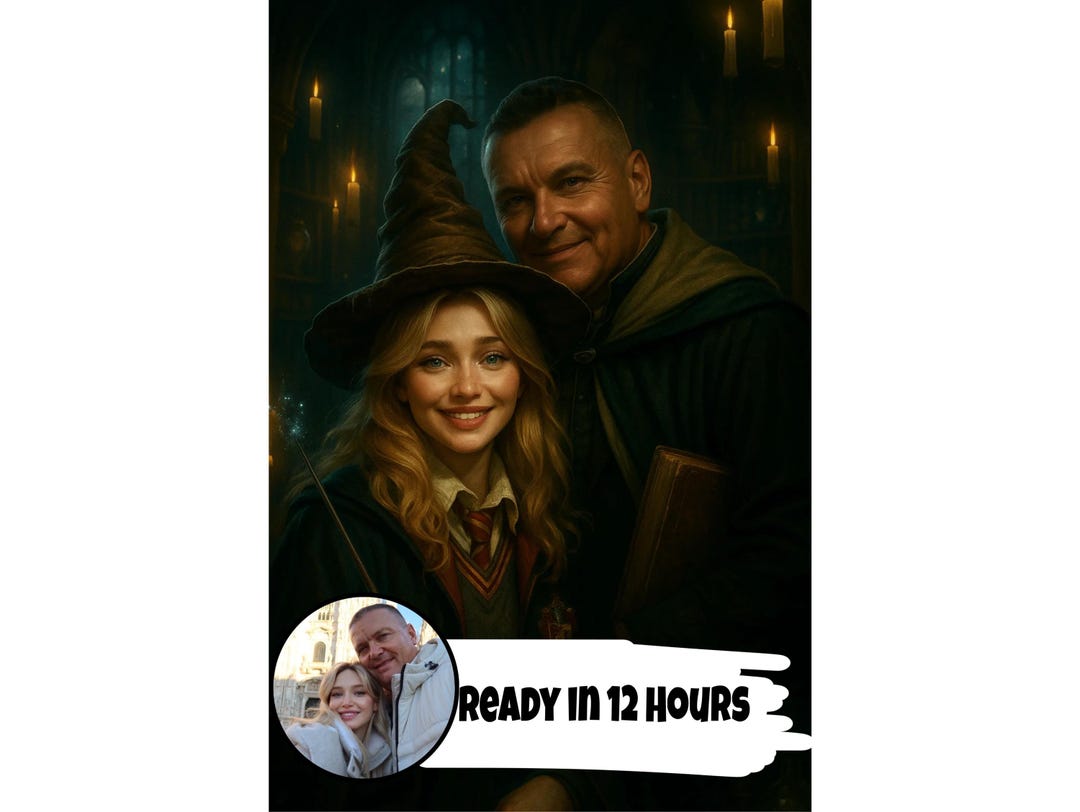Custom Harry Potter Portrait | Wizard Family or Couple Drawing ...
