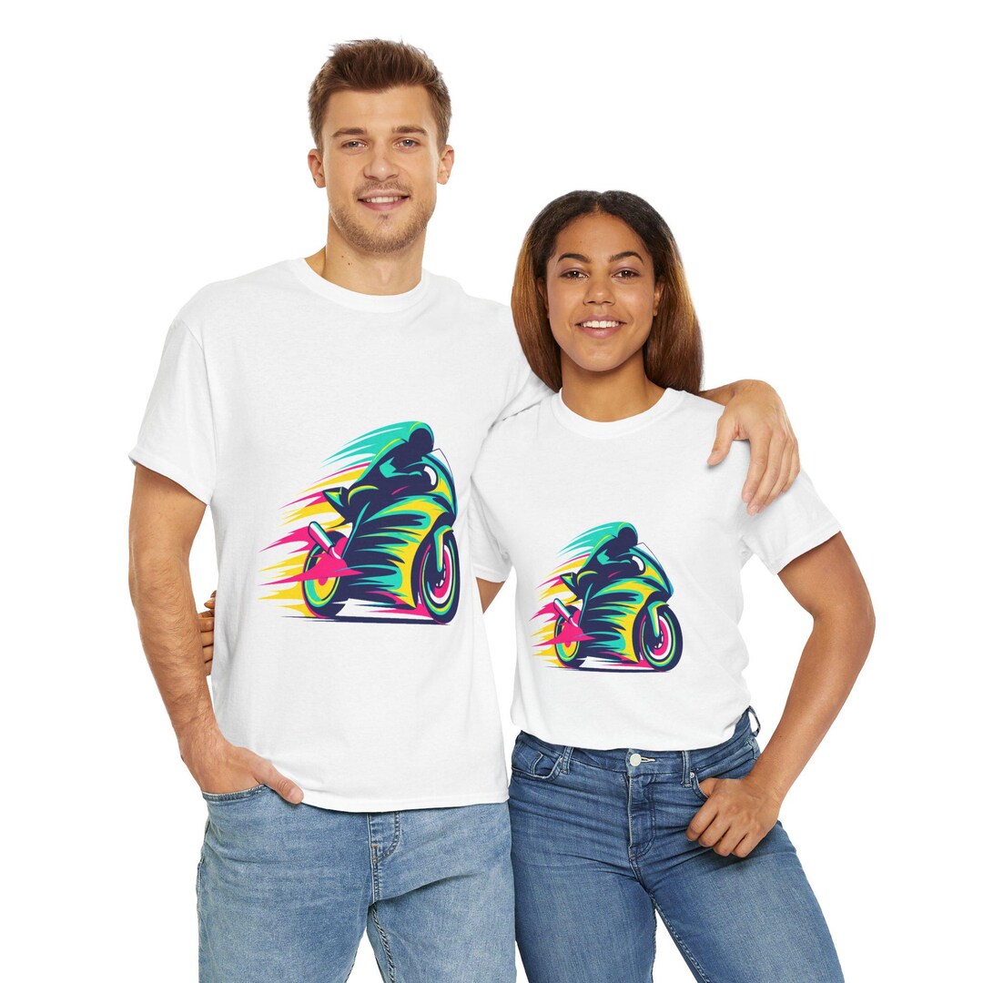 Vaporwave Motorcycle Velocity Tee: Neon Racer Edge, Retro Inspired ...