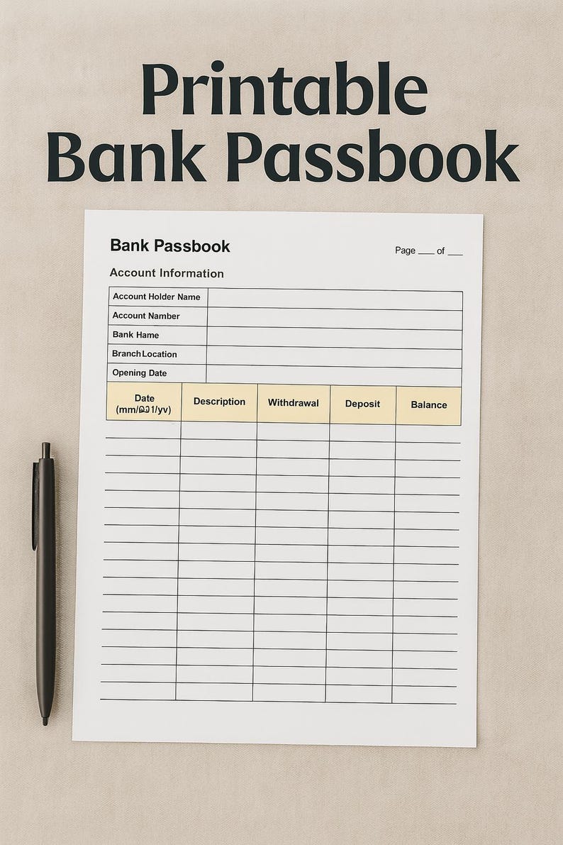 Printable Bank Bookkeeping Template | A4 & Letter Size PDF | Digital ...