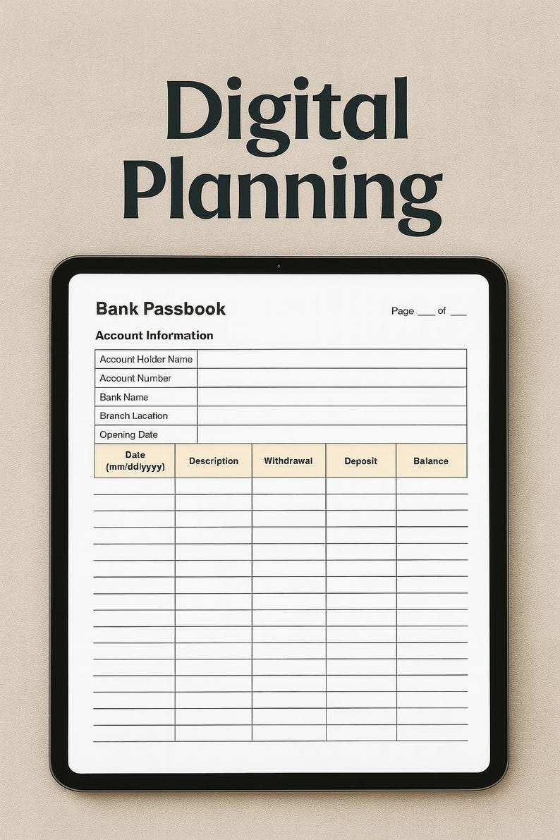 Printable Bank Bookkeeping Template | A4 & Letter Size PDF | Digital ...