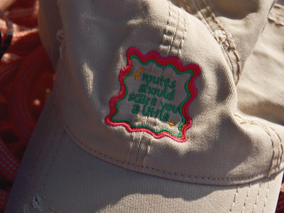 Distressed Climbing Baseball Cap: Scary Routes Adventure Hiking Hat ...