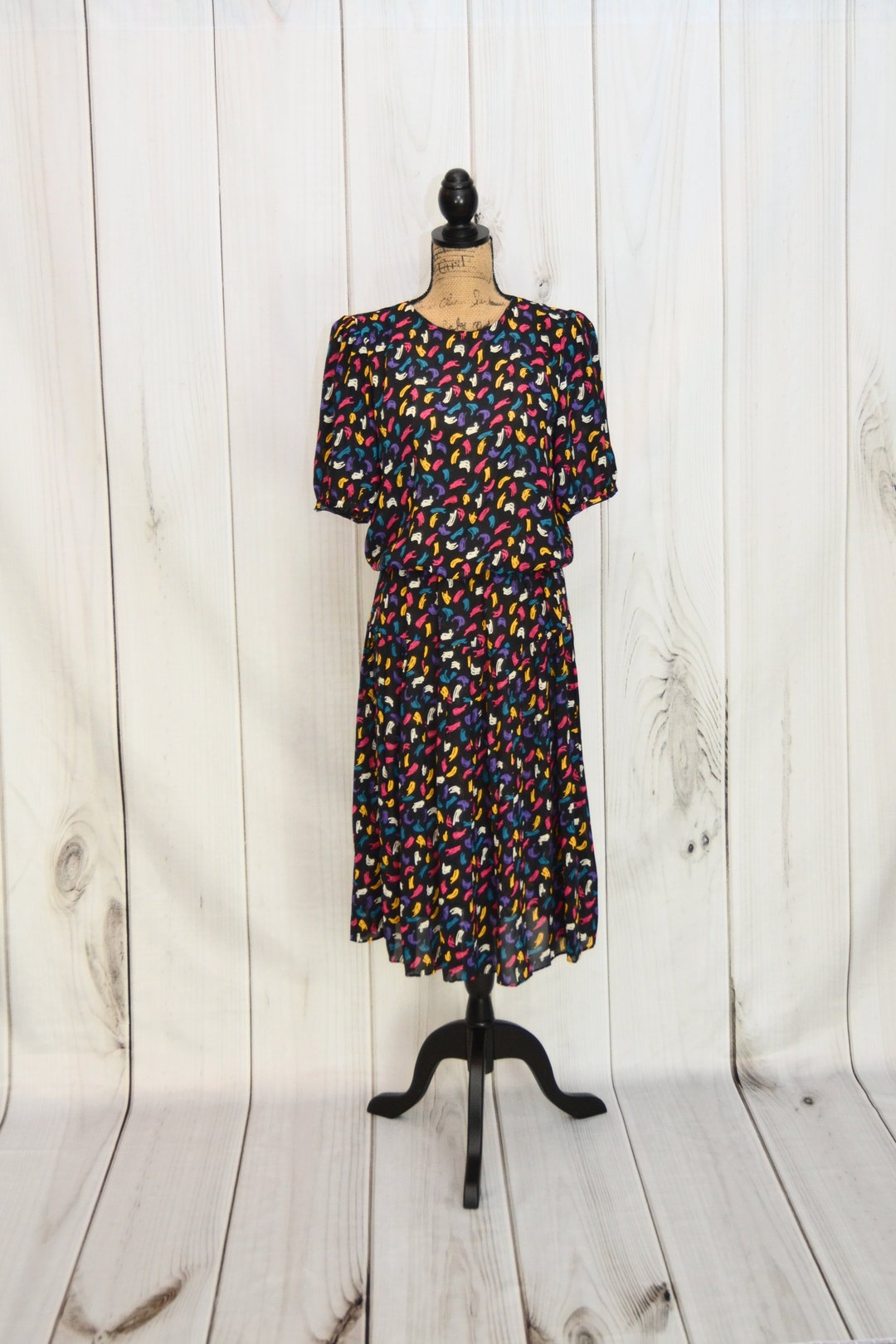 Vintage 80s Dress by Joy Gordon With Short Sleeves and Mod 80's Design ...