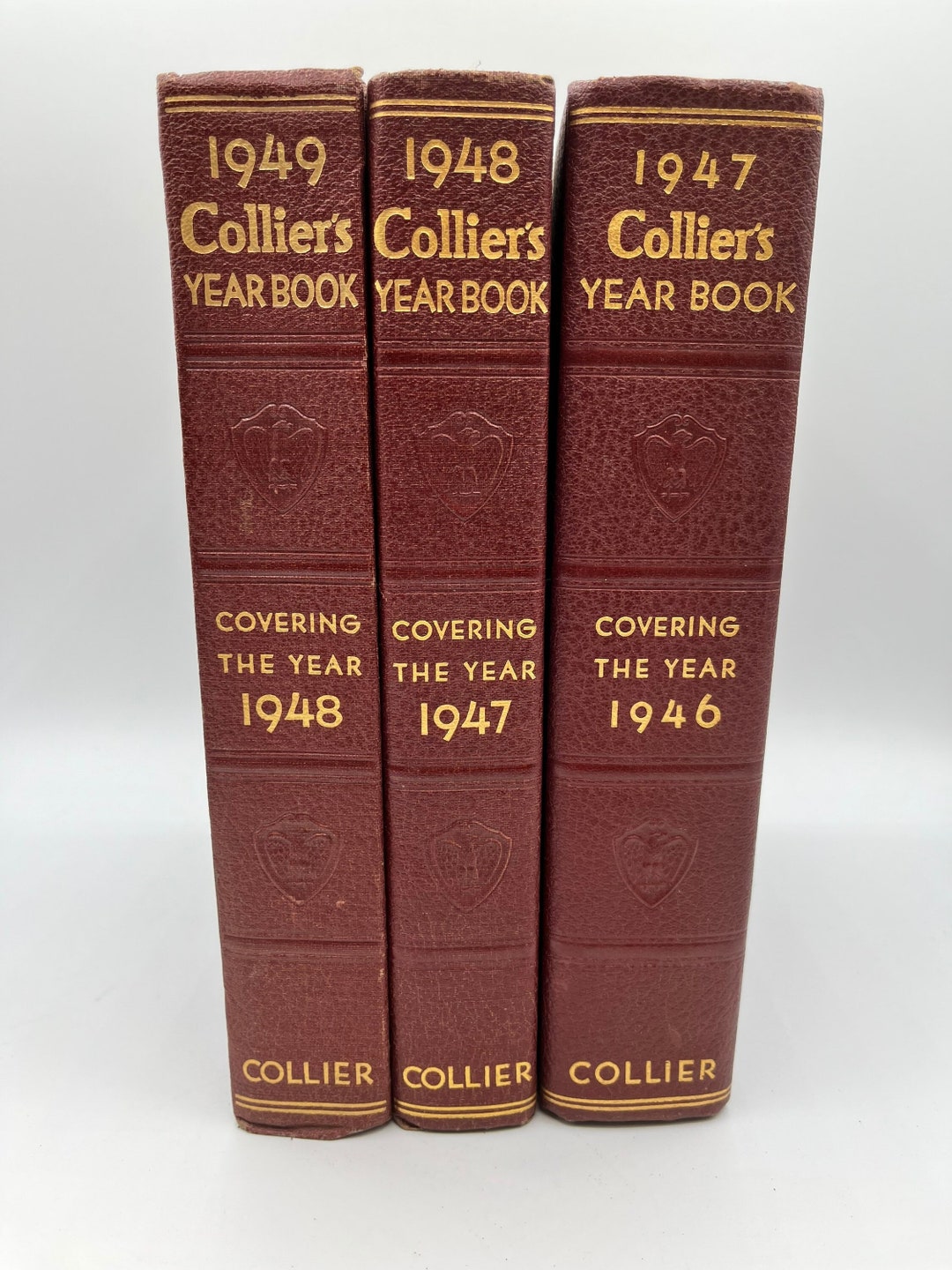 Collier's Yearbook Leather Bound Hardback Book Collier Books 1947 1948 ...