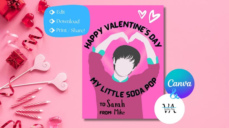 Soda Pop Valentine's Card Template - Editable, Downloadable, Printable ...