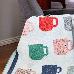 Mod Mugs Quilt Pattern (PDF) Wall Hanging, Lap, Throw, and Twin Sizes ...