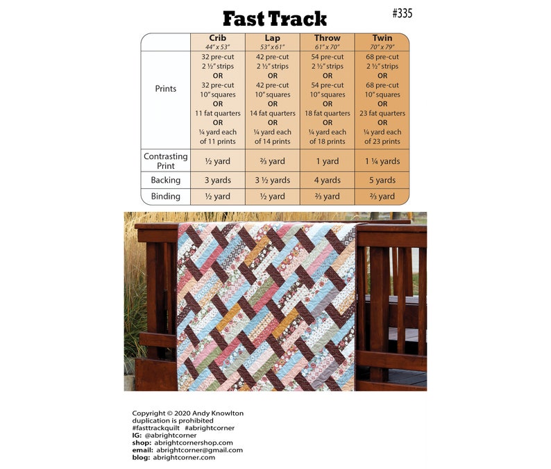 Fast Track Digital Quilt Pattern PDF | Etsy