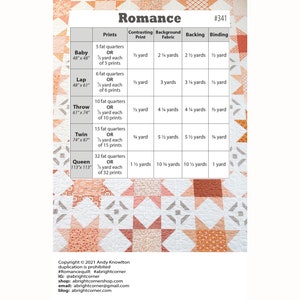 Romance Quilt Pattern (PDF), Baby, Lap, Throw, Twin and Queen Sizes - Etsy