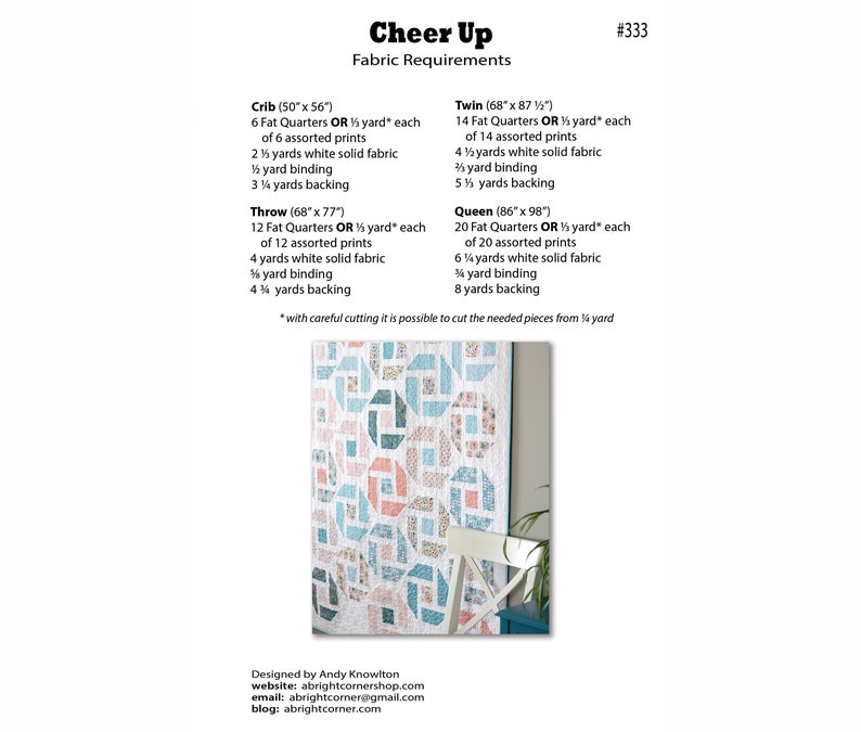 Cheer up Quilt Pattern (PDF) - Crib, Throw, Twin, Queen Sizes - Etsy