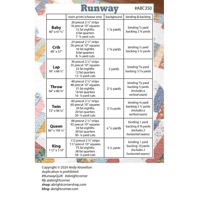 Runway Digital Quilt Pattern - Etsy