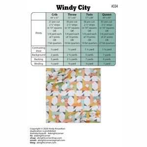 Windy City Digital Quilt Pattern (PDF) - Crib, Throw, Twin, Queen Sizes ...