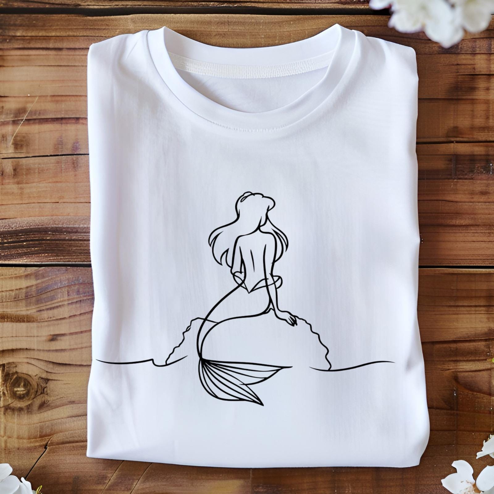 Ariel Line Art Png, Minimalist Mermaid Clipart, One Line Ocean ...