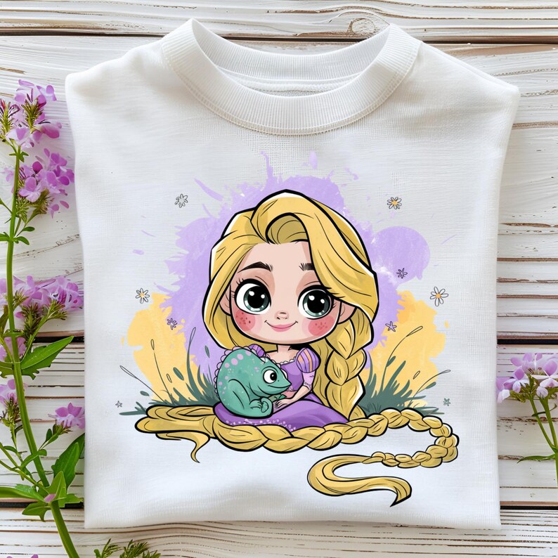 Chibi Rapunzel and Pascal Png, Tangled Princess Clipart, Cute Lizard ...
