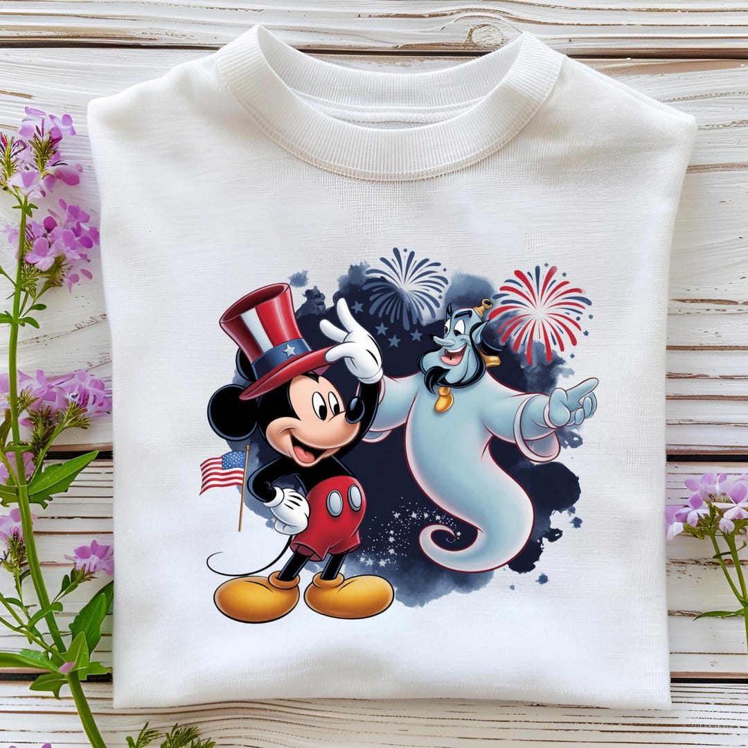 Mickey and Genie Png, Fireworks Patriotic Cartoon Design, Red White ...