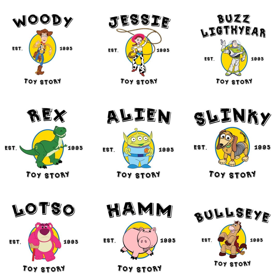 Retro Toy Story Png Bundle, Woody Buzz Jessie Lotso Slinky Clipart Set ...