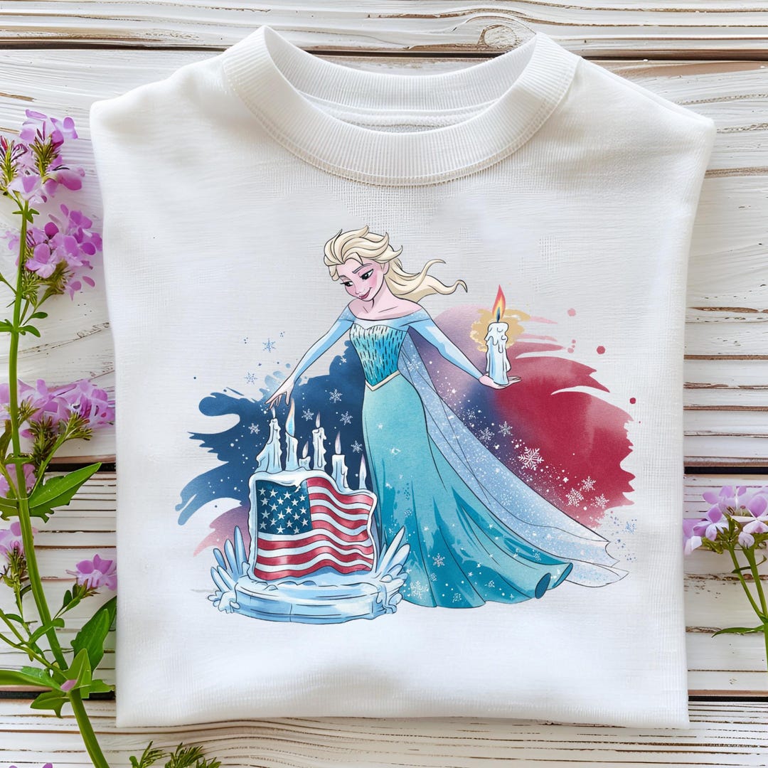 Elsa Patriotic Png, Ice Castle With US Flag Sublimation Design, Candle ...