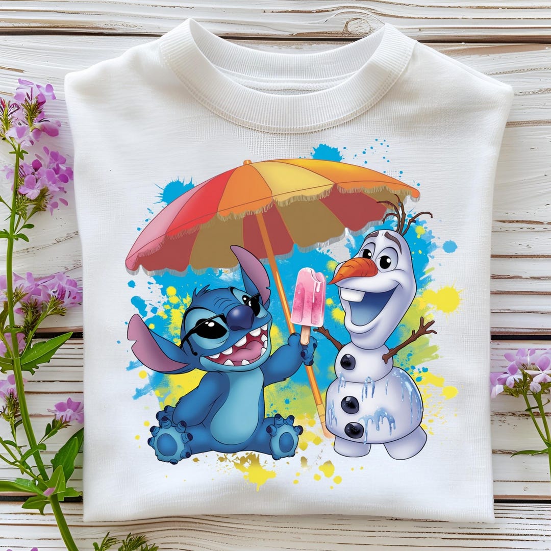 Summer Popsicle Png With Stitch and Olaf, Cute Cartoon Beach Clipart ...