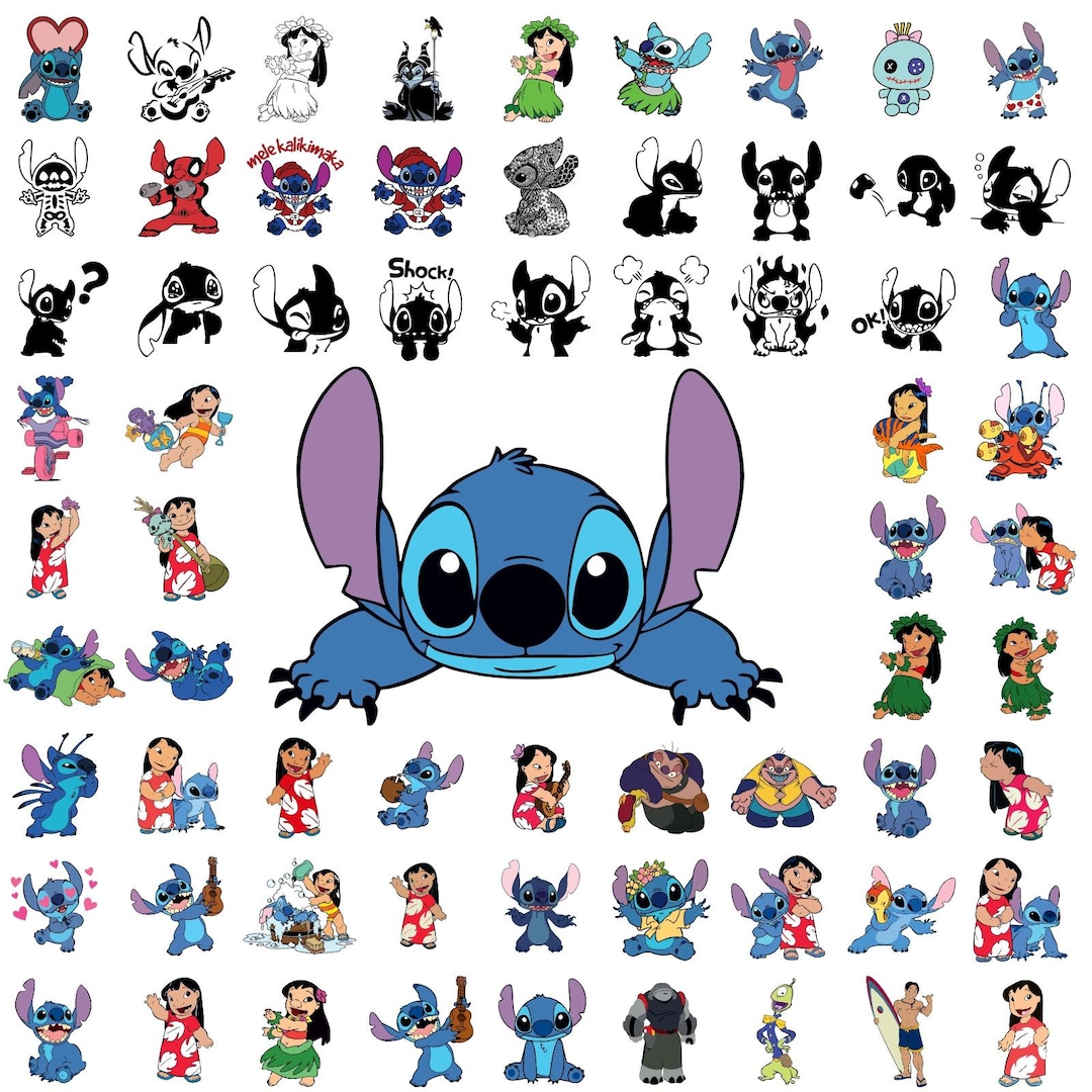 Lilo and Stitch SVG Layered Bundle, Cute Angel and Stitch Clipart Set ...